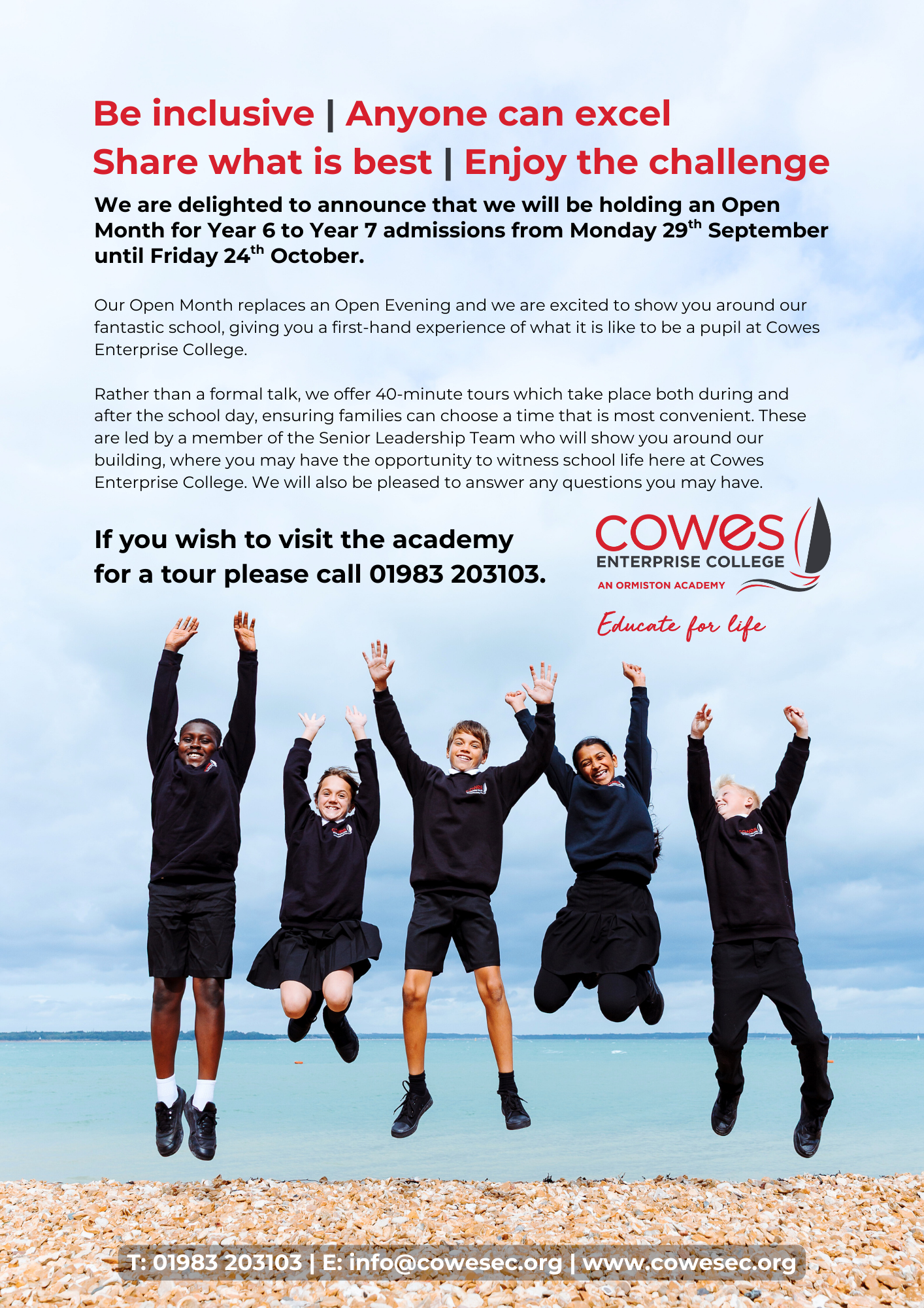 Cowes Enterprise College, An Ormiston Academy - Year 6 Tours